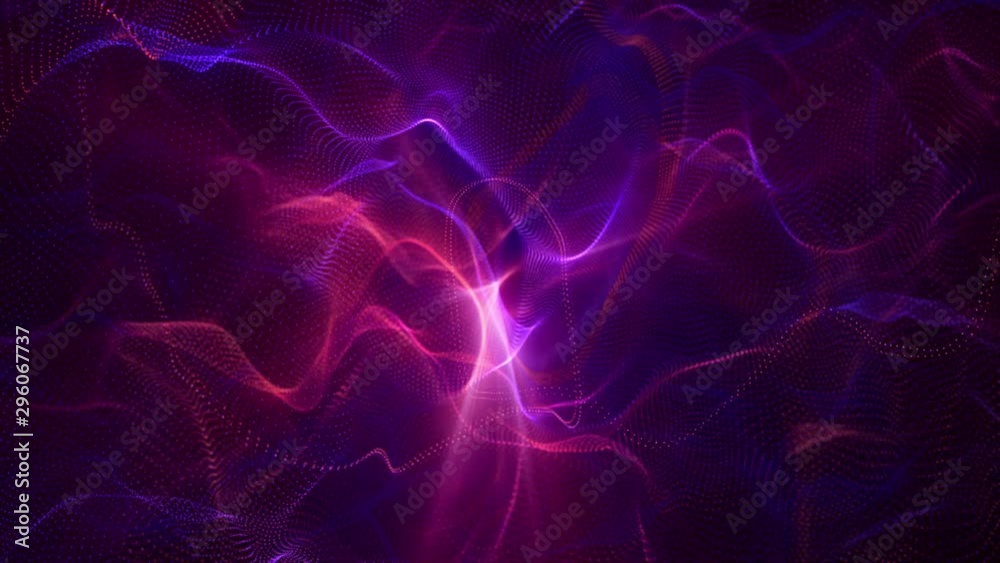 4k video. Looped animation. Wave pattern. Dotted lines. Neon waves ...