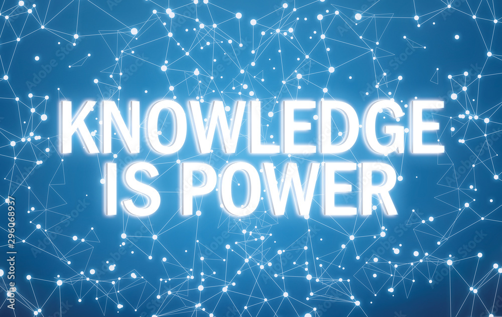 Knowledge is power on digital interface and blue network background ...