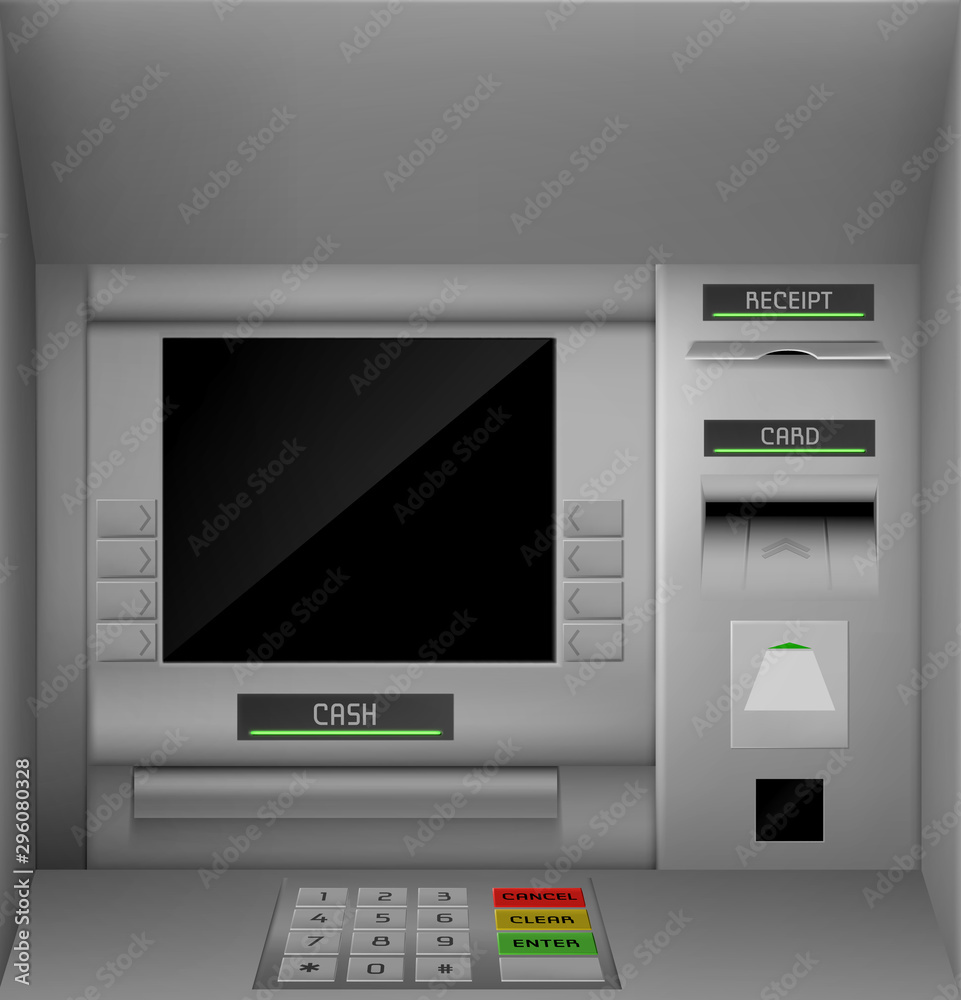 Atm screen, automated teller machine black monitor with keypad for ...