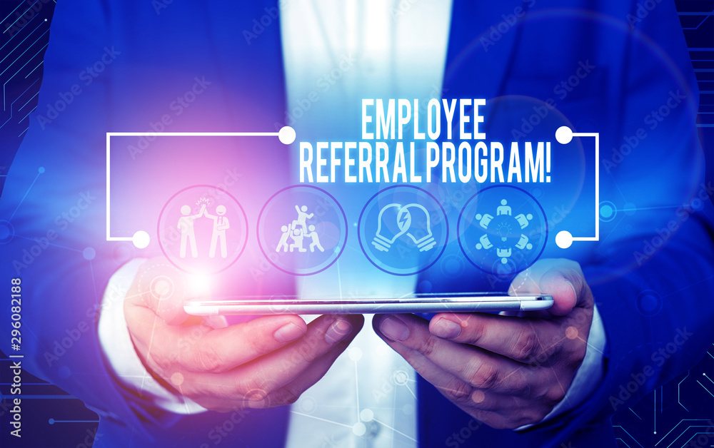 Text sign showing Employee Referral Program. Business photo text ...