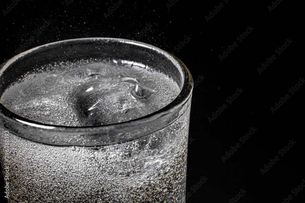 Fizz Sparkling Water Refreshing Bubbly Soda Pop With Ice Cubes Cold
