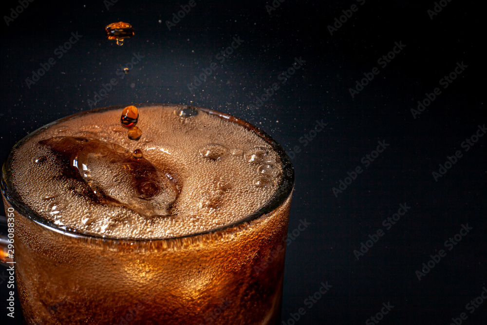 Fizz sparkling Cola water Refreshing bubbly Soda Pop with Ice Cubes ...