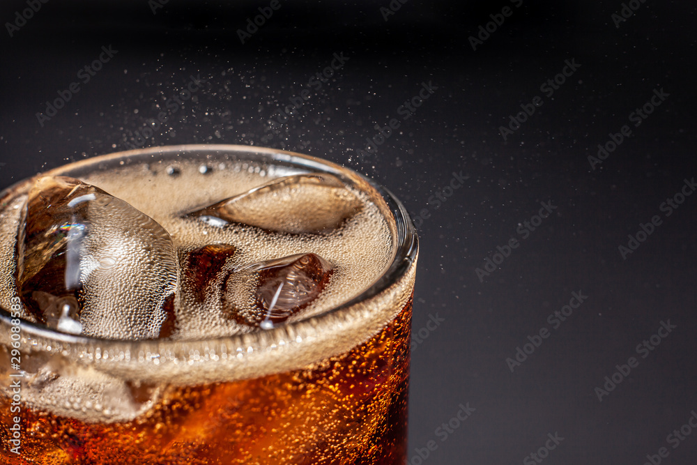 Fizz sparkling Cola water Refreshing bubbly Soda Pop with Ice Cubes ...