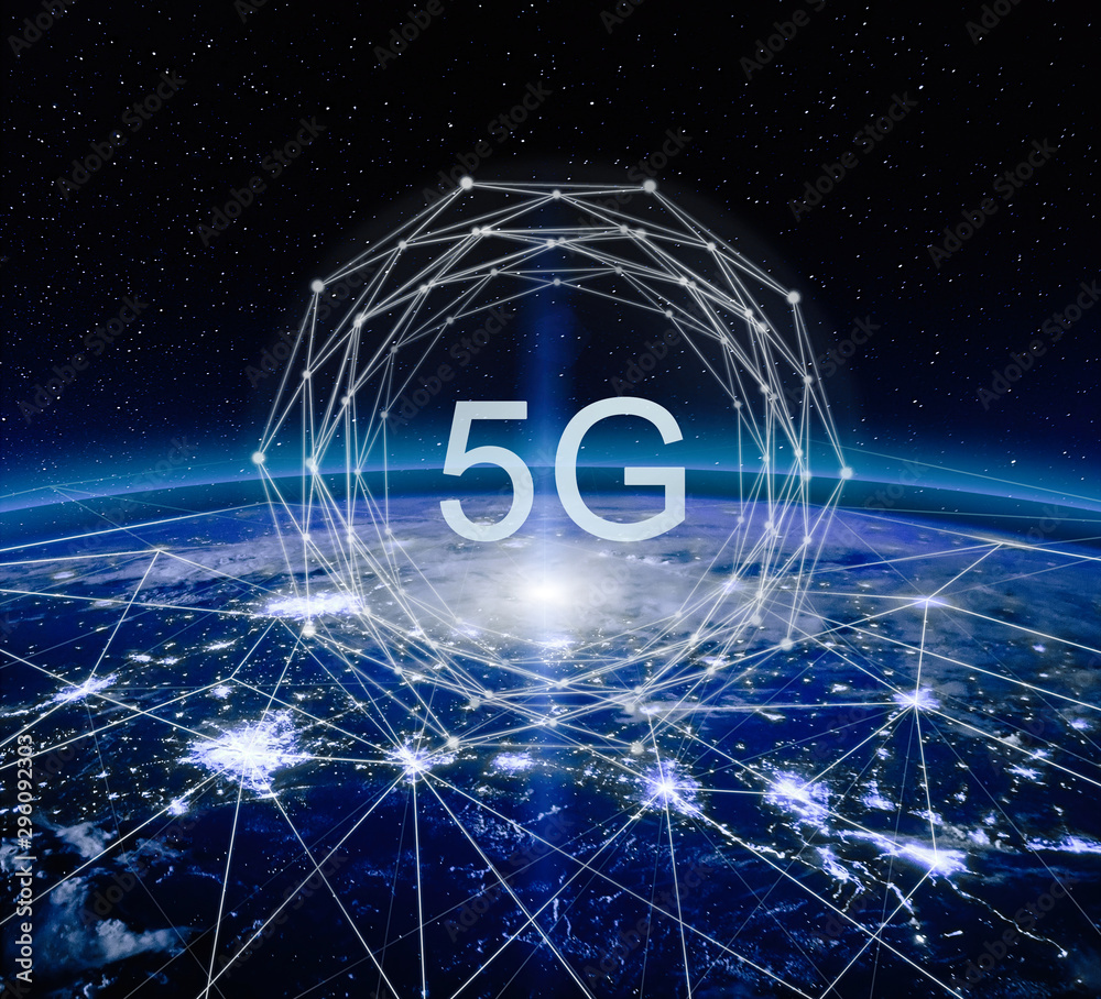 5g next generation mobile telecommunication lines on Earth. Global ...
