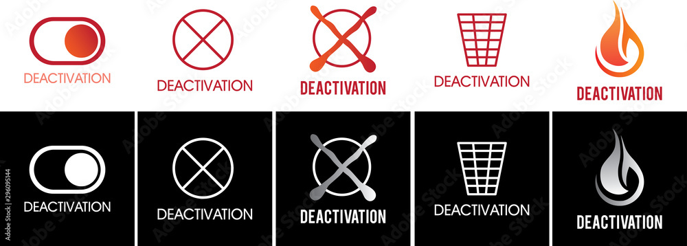 Vector set of logos, sign of deactivation Stock Vector | Adobe Stock