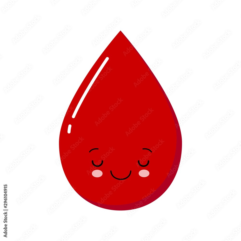 Cute cartoon blood drop character. Medical vector illustration. Stock ...