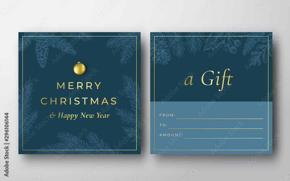 Merry Christmas Abstract Vector Greeting Gift Card Background. Back and ...