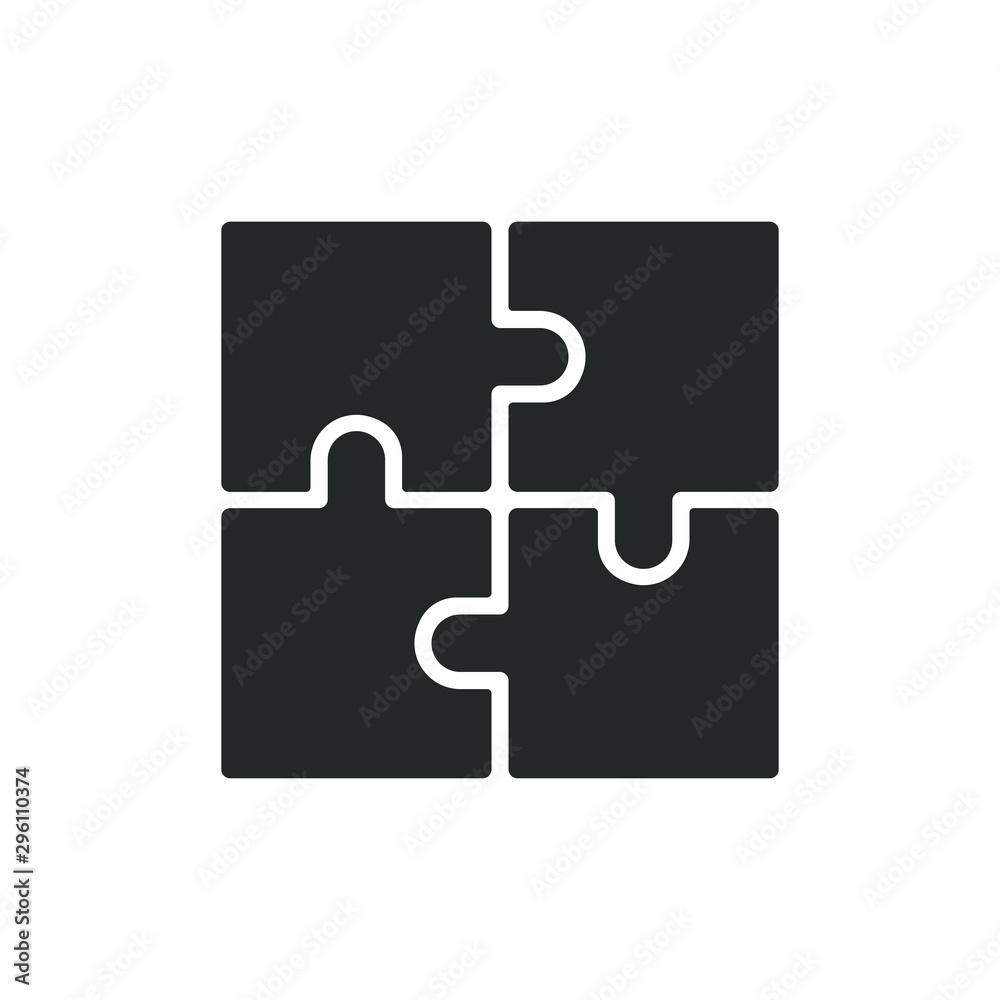 Four blank puzzle pieces graphic icon. Puzzle sign isolated on white ...