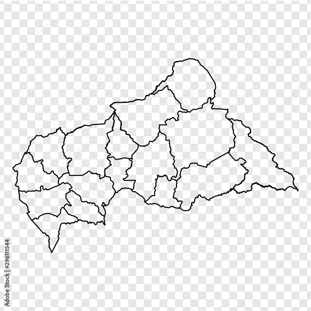 Blank map of Central African Republic. High quality map of Central ...