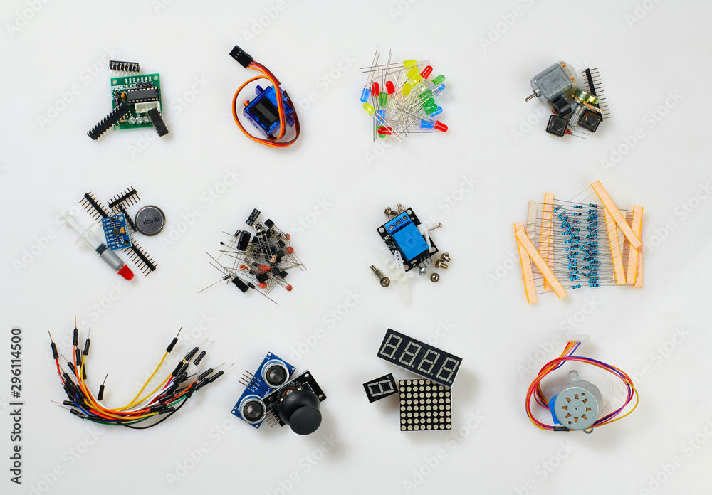 closeup of electronic component, unit, part, radio equipment and ...