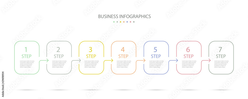 Thin line infographics design template with 7 options, steps or ...