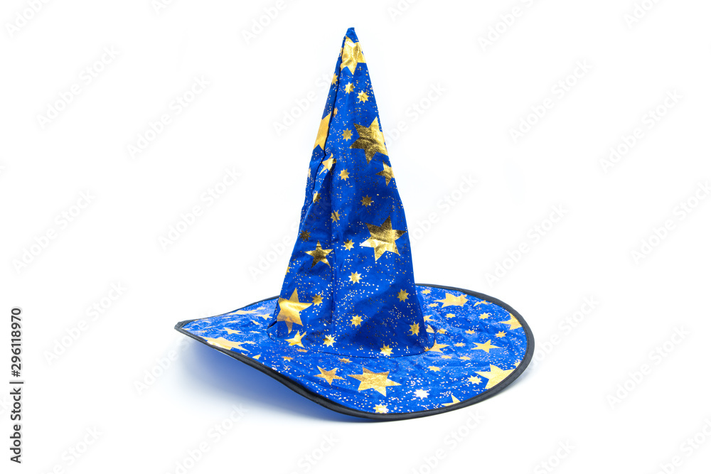 Beautiful Halloween props, one blue star hat isolated on white ...
