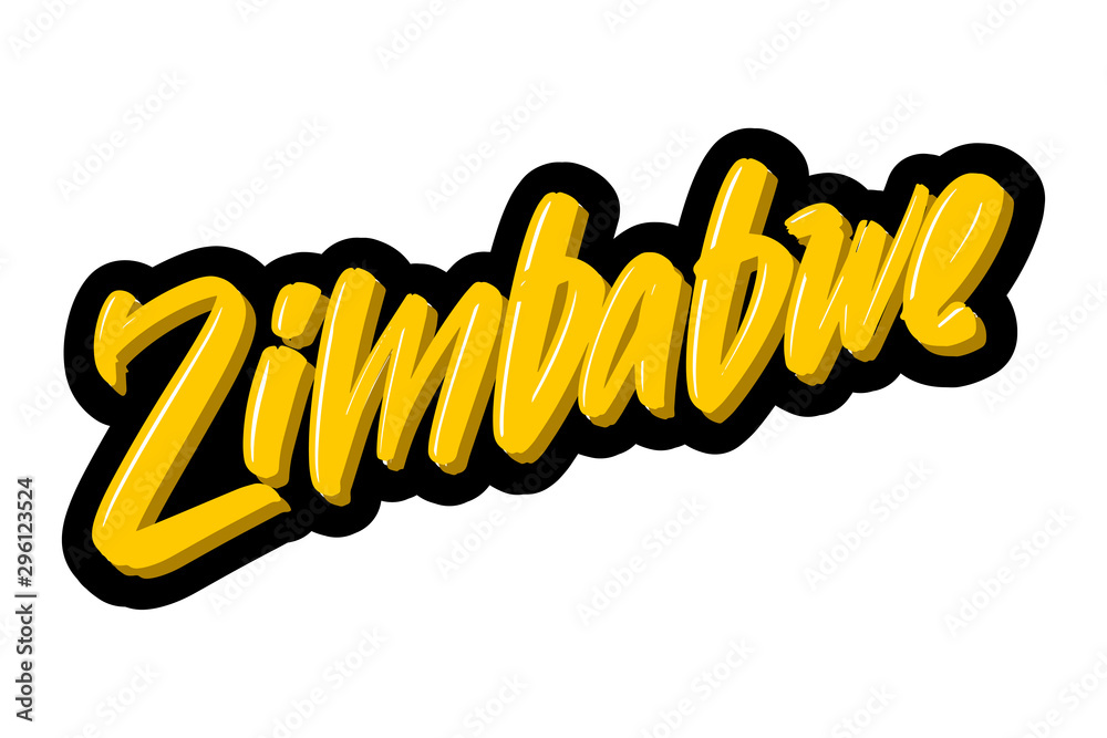 Zimbabwe hand drawn modern brush lettering text. Vector illustration ...