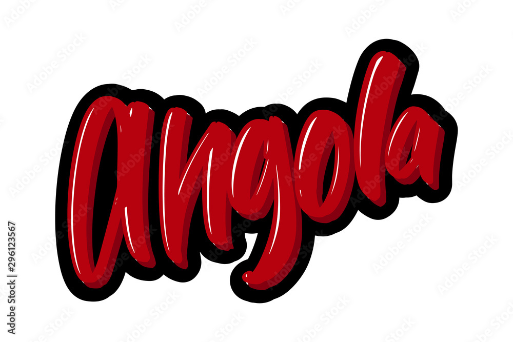 Angola hand drawn modern brush lettering text. Vector illustration logo ...