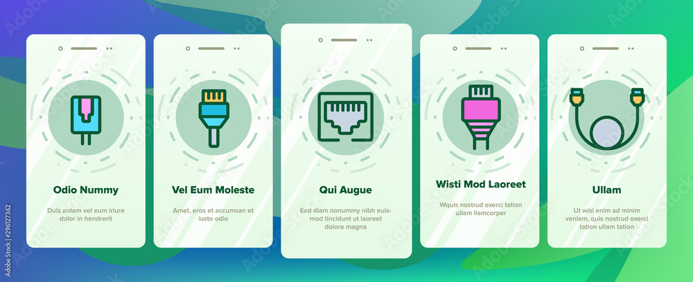 Ethernet Onboarding Mobile App Page Screen Vector Thin Line. Internet ...