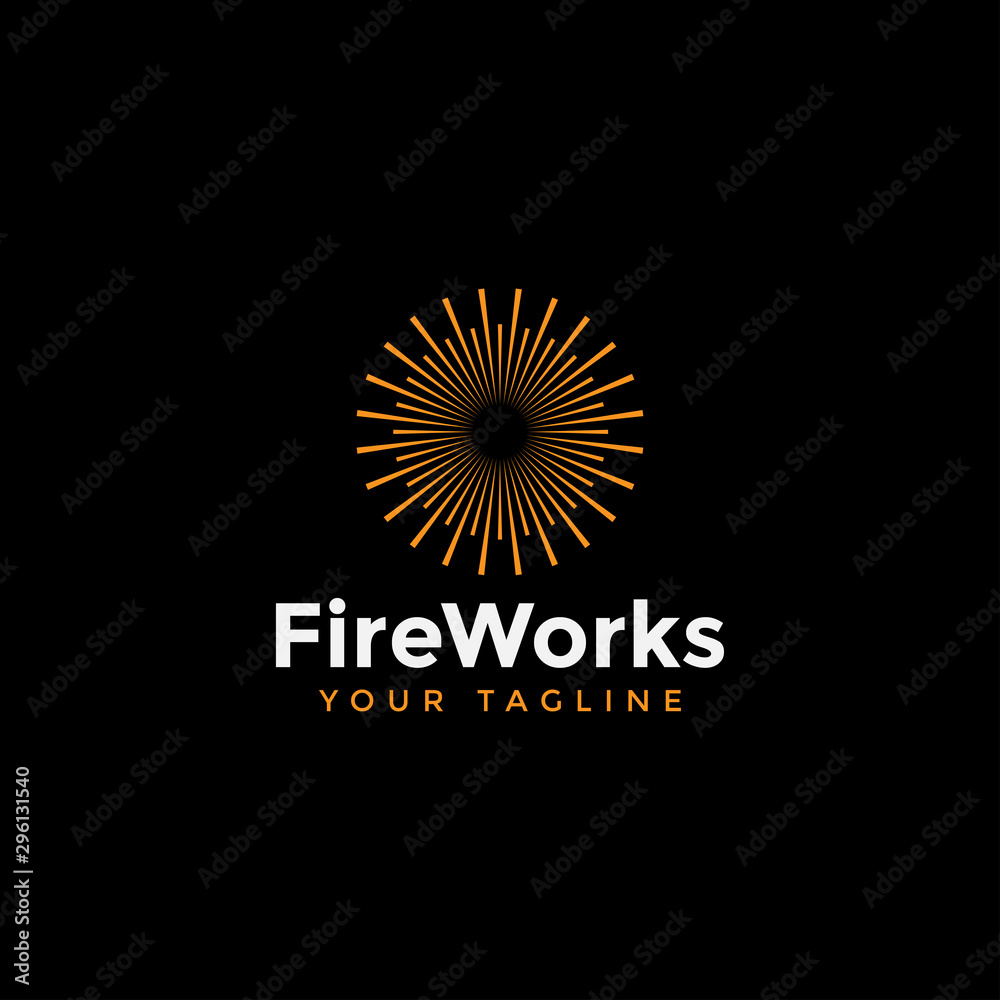 Abstract Fireworks Logo Design Template Stock Vector | Adobe Stock
