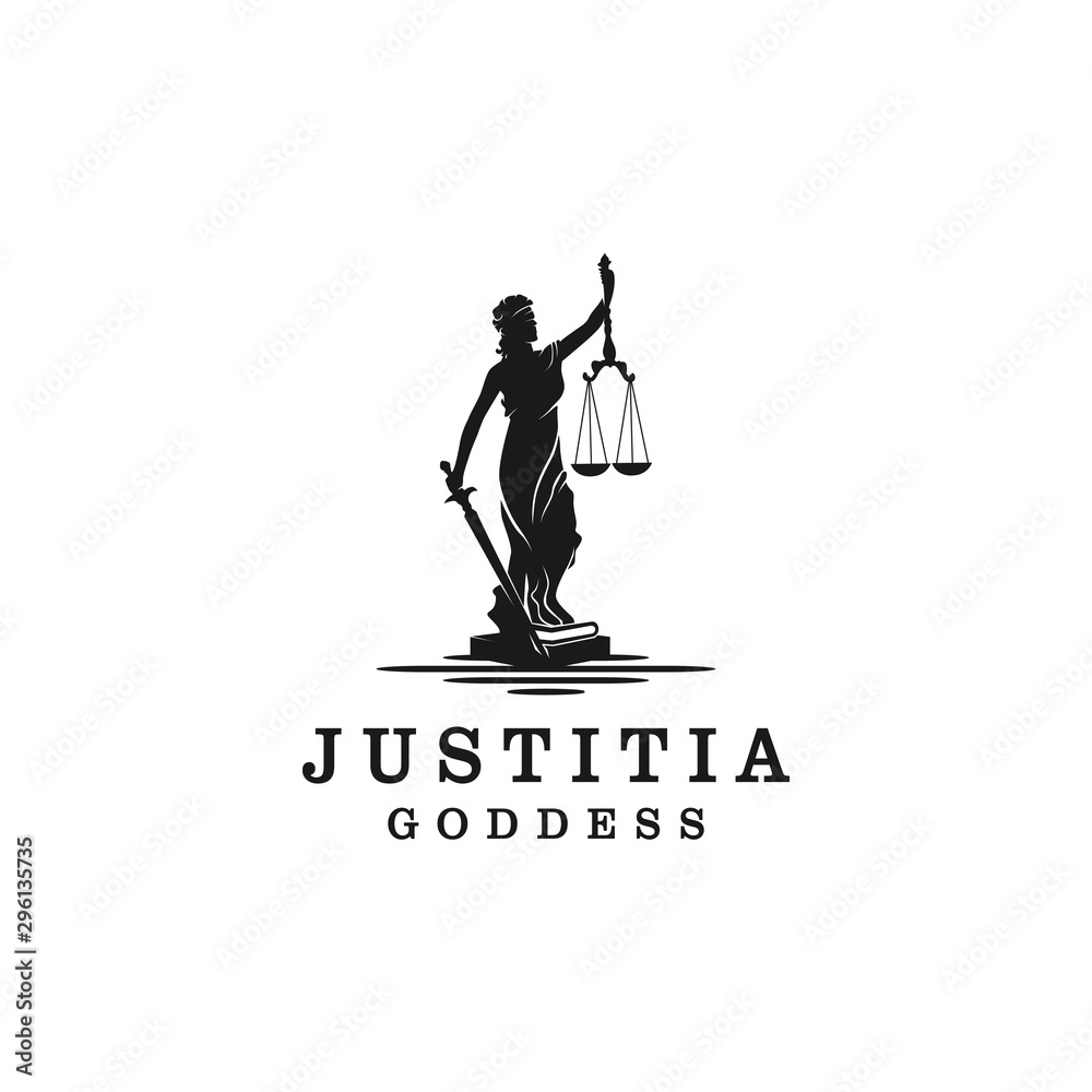 Poster Lady Justice, justitia goddess silhouette logo for attorney and ...