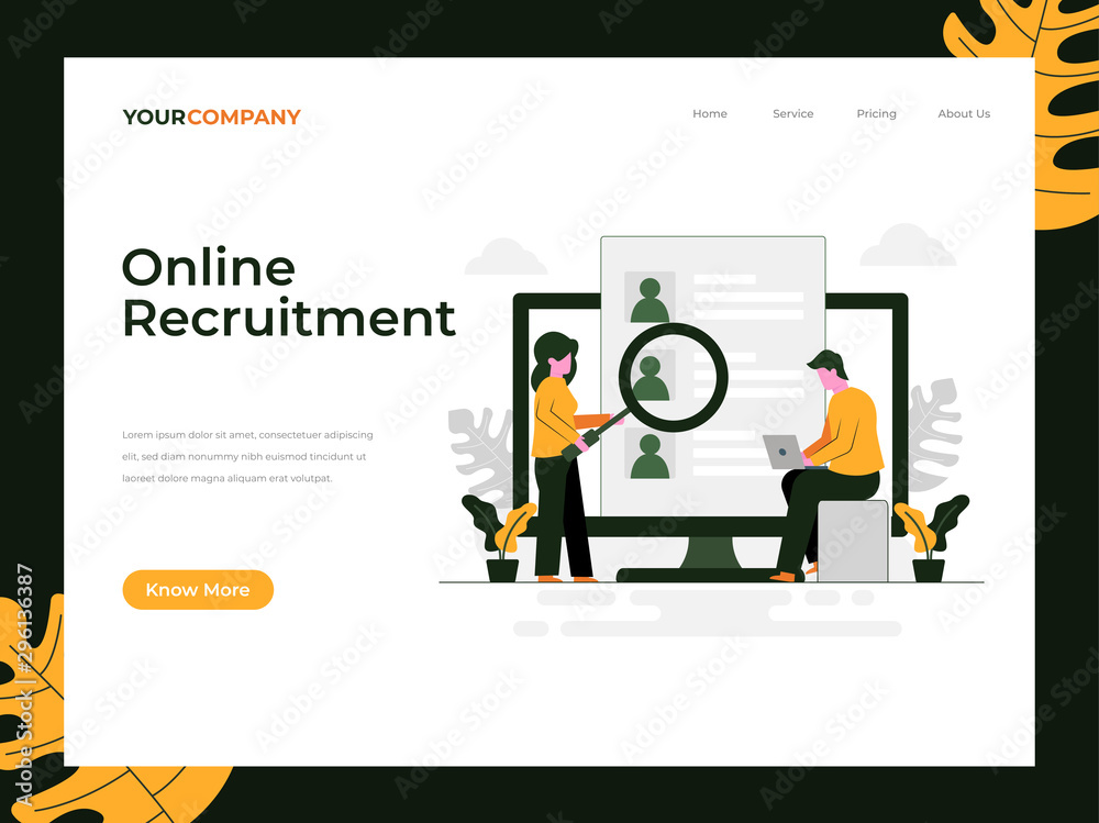 Online recruitment flat vector illustration concept,can be used for ...