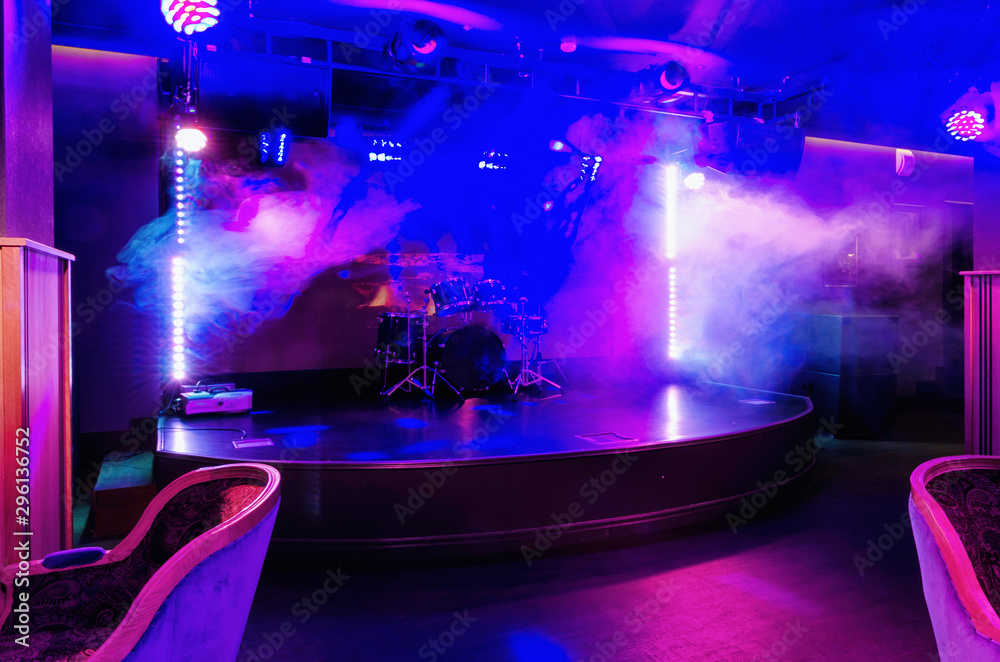 Club interior with stage and disco Stock Photo | Adobe Stock