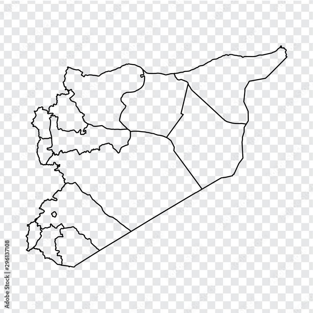 Blank map of Syrian Arab Republic. High quality map of Syria with ...