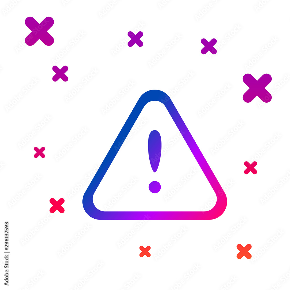 Color Exclamation mark in triangle icon isolated on white background ...