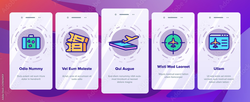 Booking Trip Onboarding Mobile App Page Screen Vector Thin Line ...