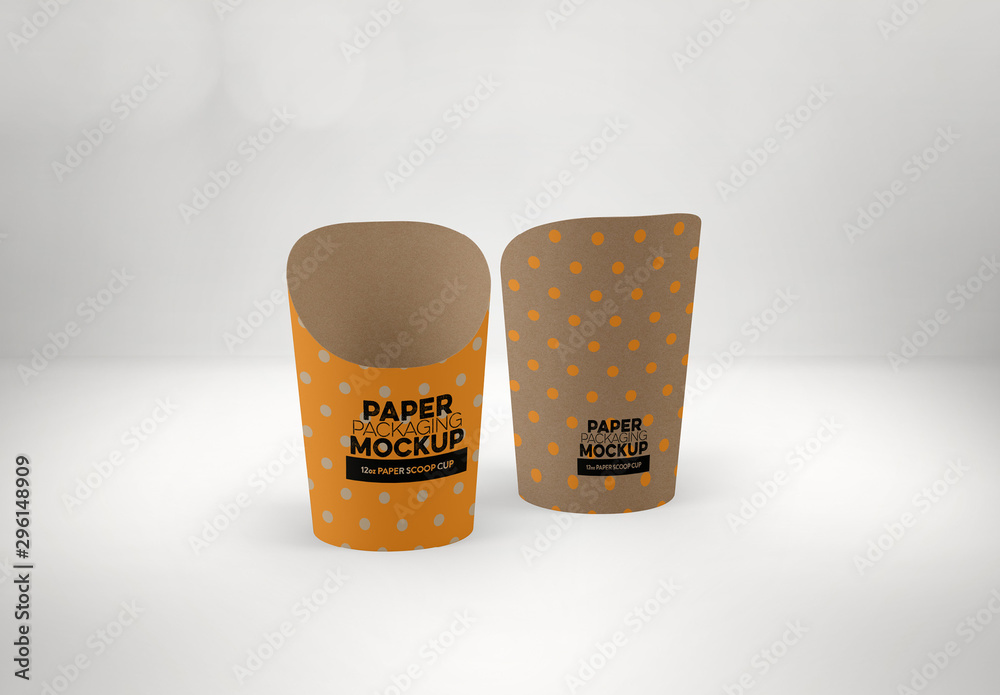 Paper Scoop 12oz Cups Mockup Stock Template | Adobe Stock