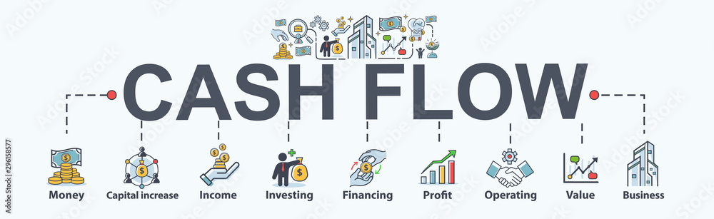 Cash flow banner web icon for business and financial, money, income ...