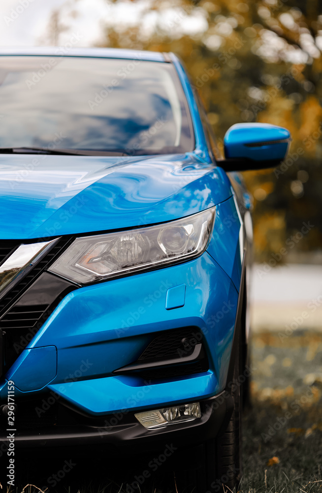 Blue compact SUV car with sport and modern design Stock Photo | Adobe Stock