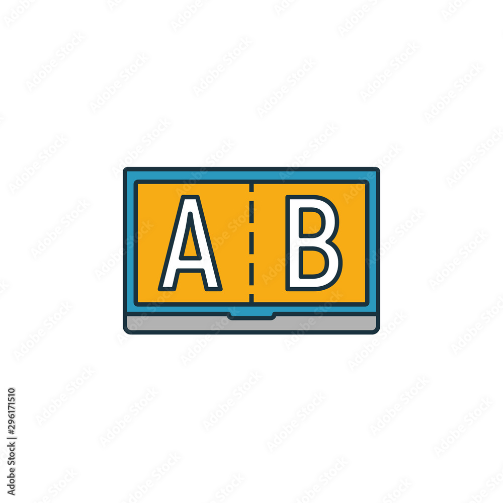 Split Testing icon set. Four elements in diferent styles from content ...