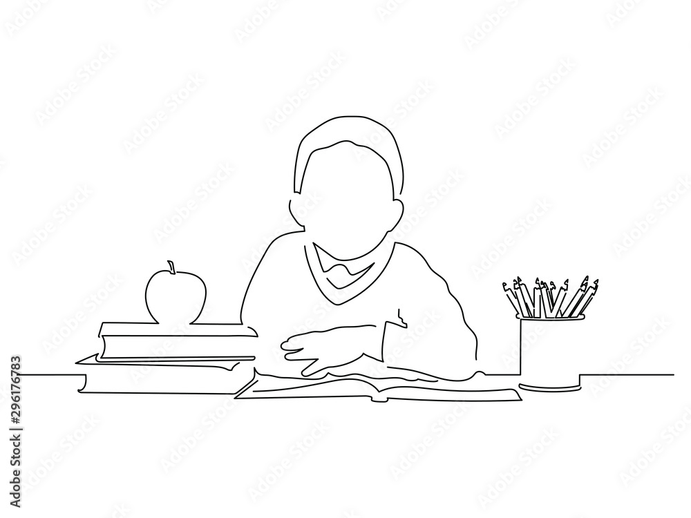 School boy isolated line drawing, vector illustration design. Education ...