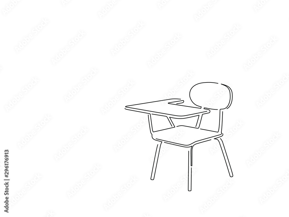 School desk isolated line drawing, vector illustration design ...