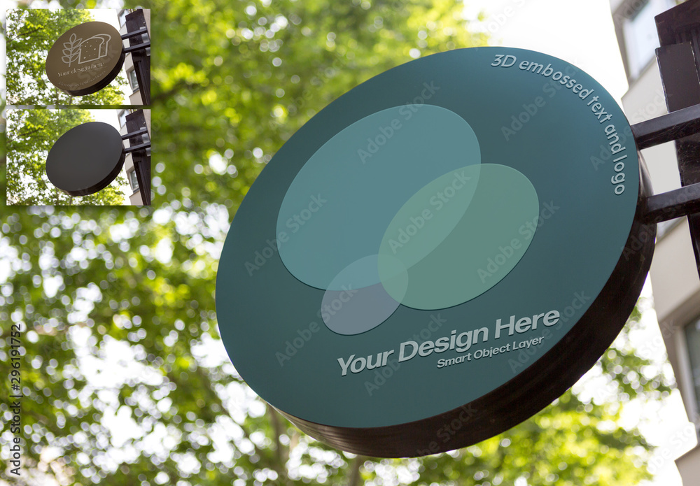 Circular Street Sign Mockup Stock Template | Adobe Stock