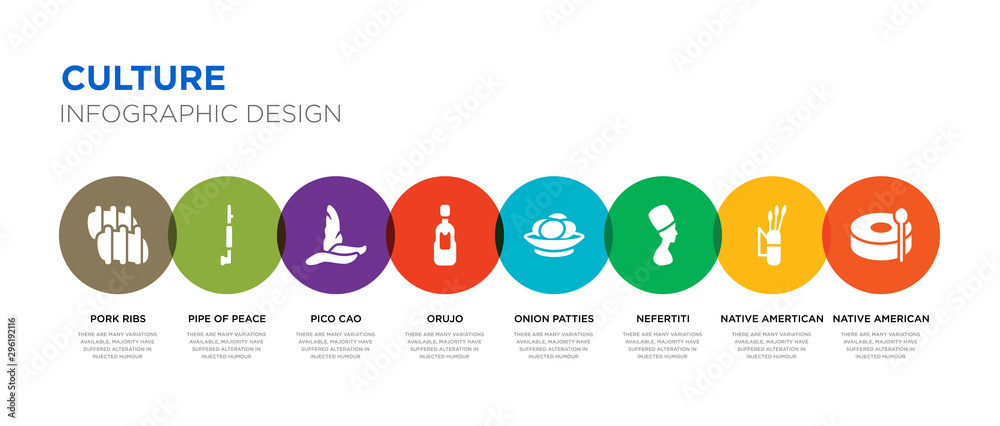 8 colorful culture vector icons set such as native american drum ...