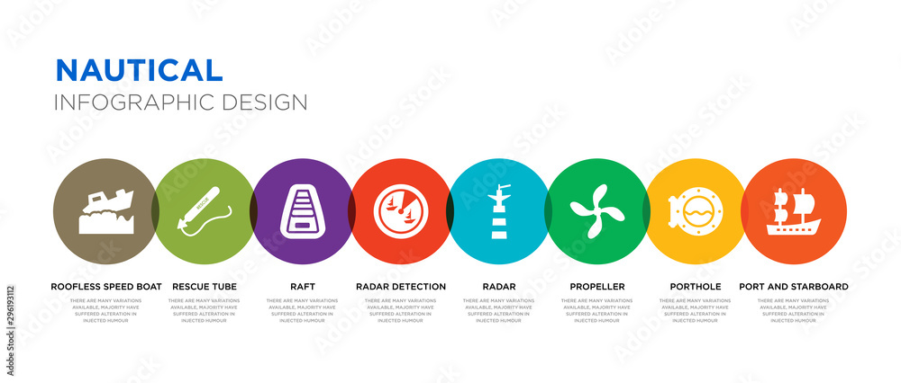 8 colorful nautical vector icons set such as port and starboard ...