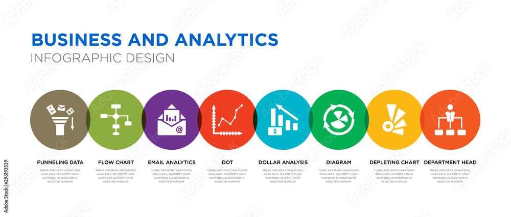 Vecteur Stock 8 colorful business and analytics vector icons set such as department head ...