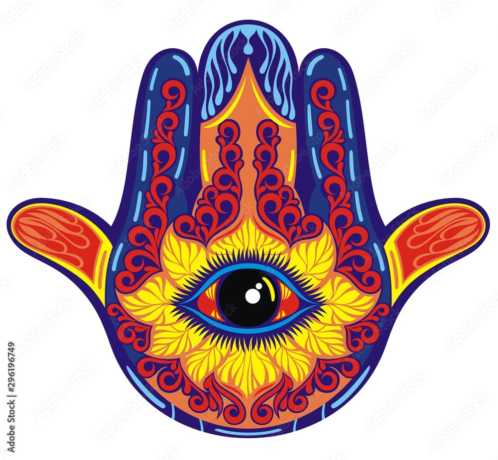 Illustration of a hamsa hand symbol. Hand of Fatima Stock Vector ...