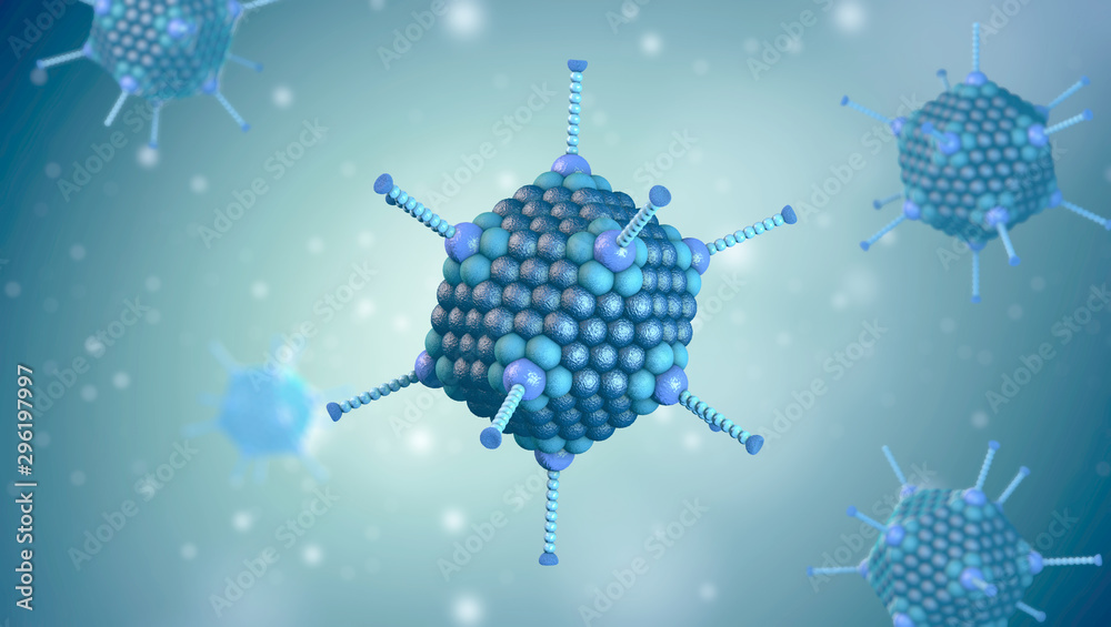 Virus cells of the adenovirus family in icosahedral shape - 3d ...