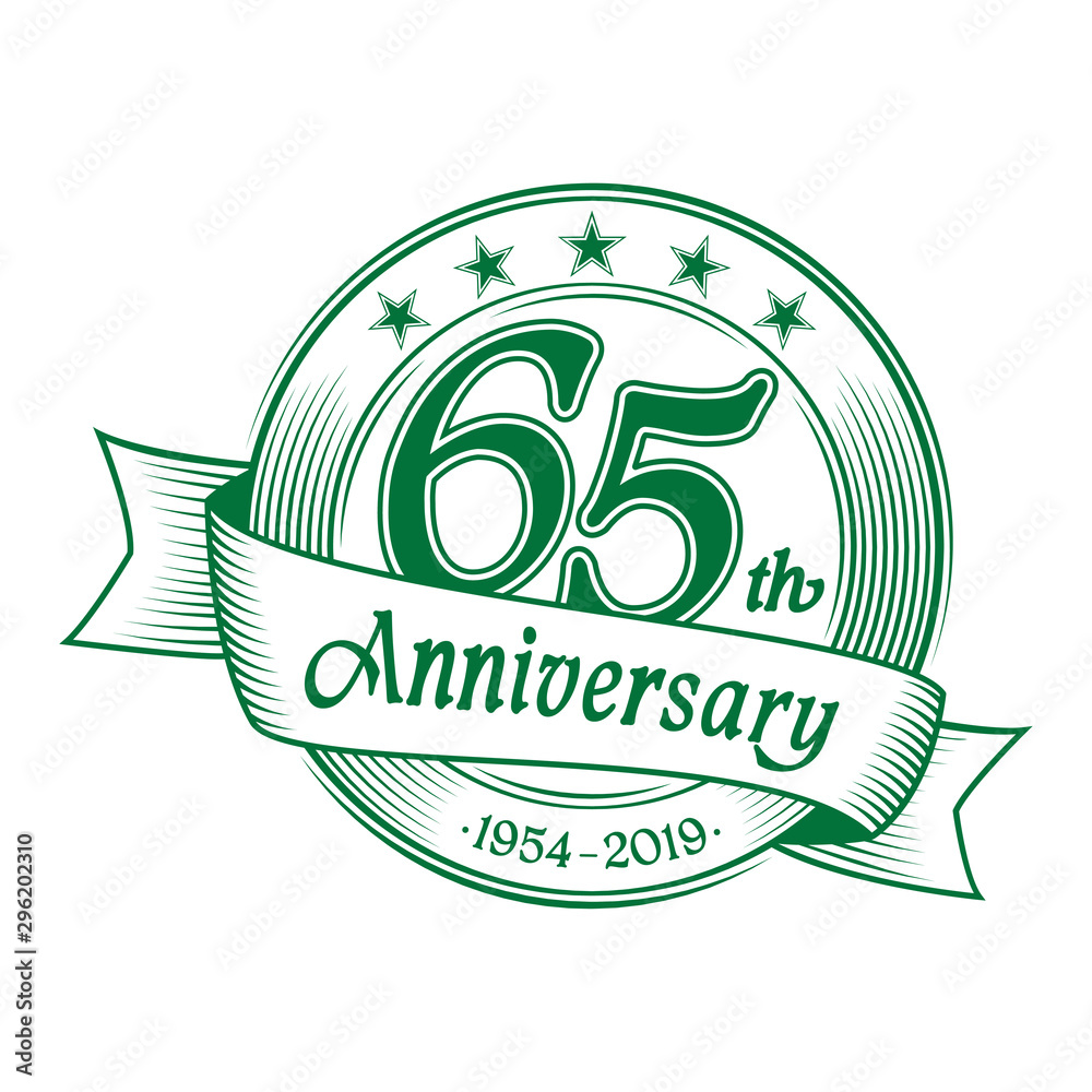 65th anniversary design template. 65 years celebration logo. Vector and ...