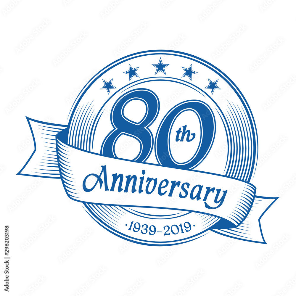 80th anniversary design template. 80 years celebration logo. Vector and ...