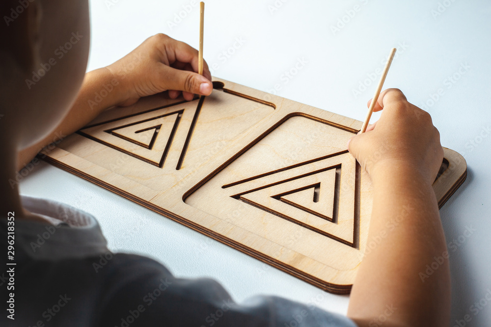 Children's montessori wooden toy. Board for interhemispheric ...