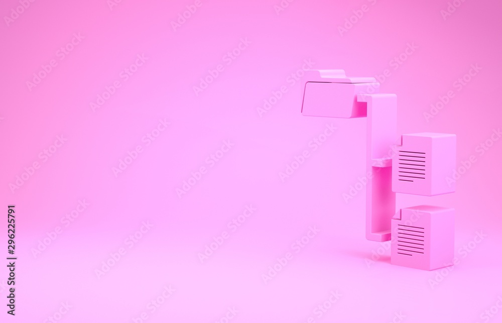 Pink Folder tree icon isolated on pink background. Computer network ...