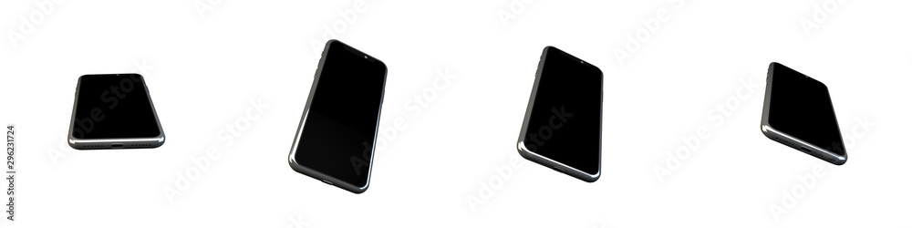 3D Illustration Realistic smartphone mockup. Cellphone frame with blank ...