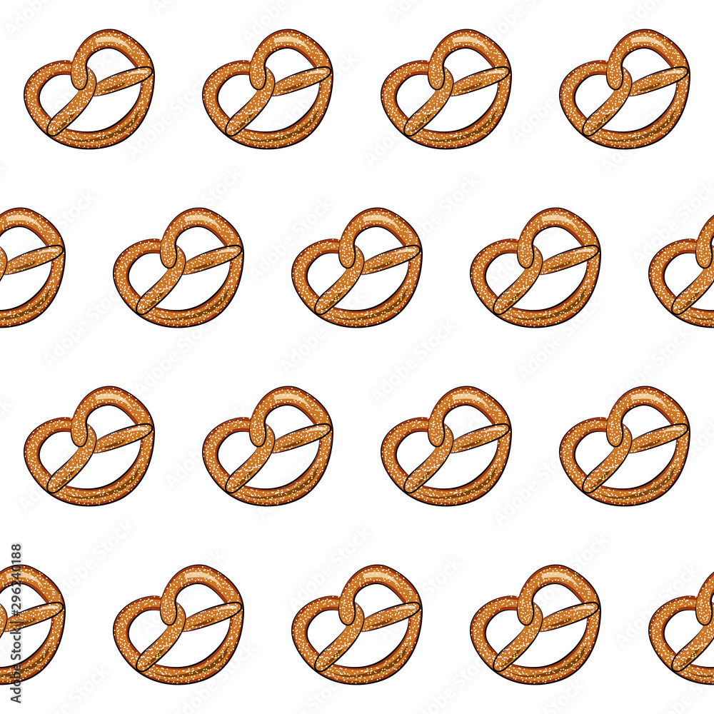 Pretzel seamless pattern. Snack seamless texture. Traditional baking ...