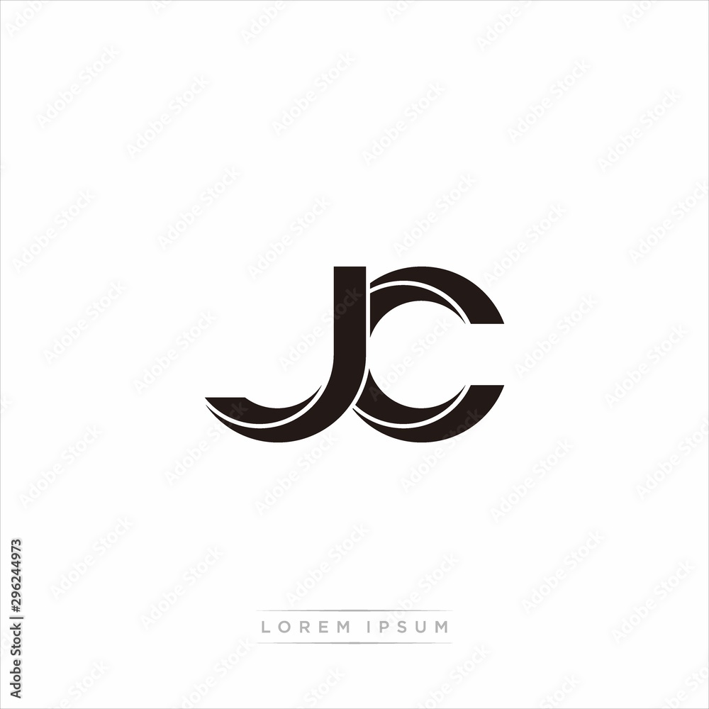 jc Initial Letter Split Lowercase Modern Monogram linked outline ...