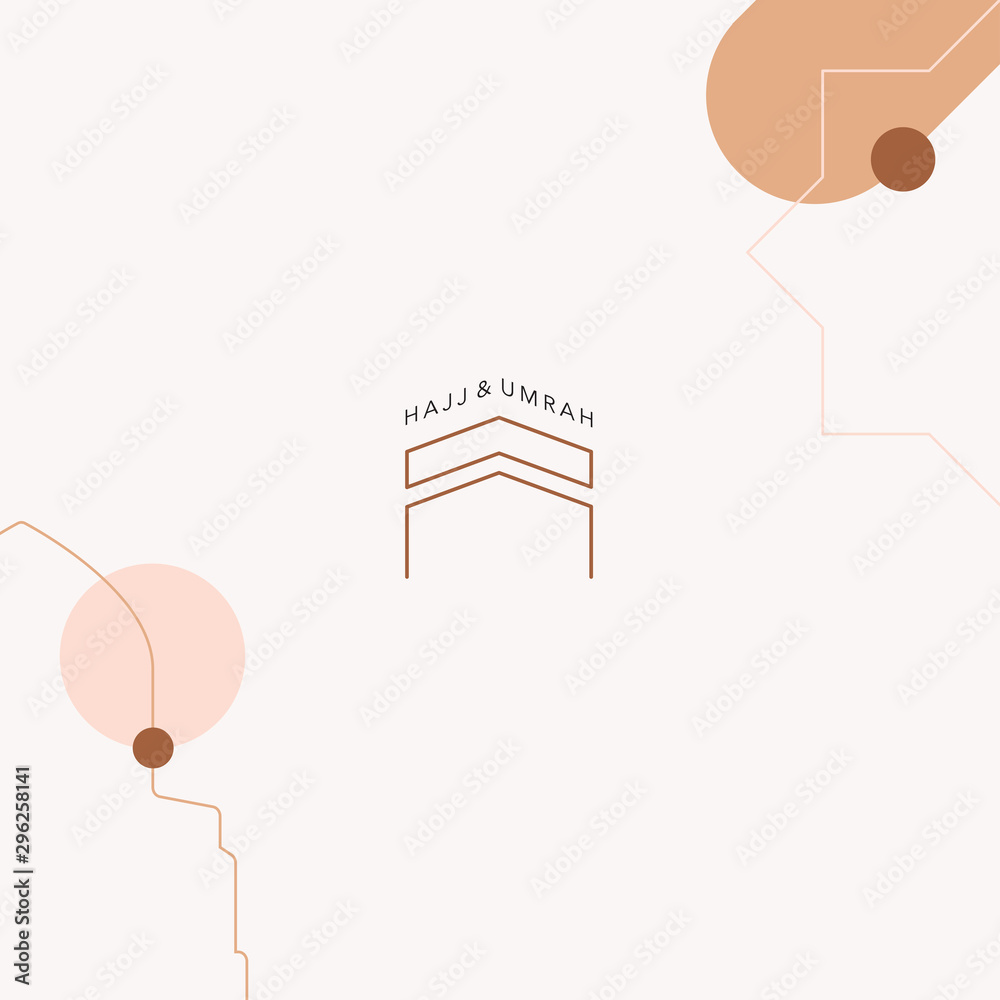 Hajj & Umrah minimal modern logo and Islamic element graphic on pastel ...
