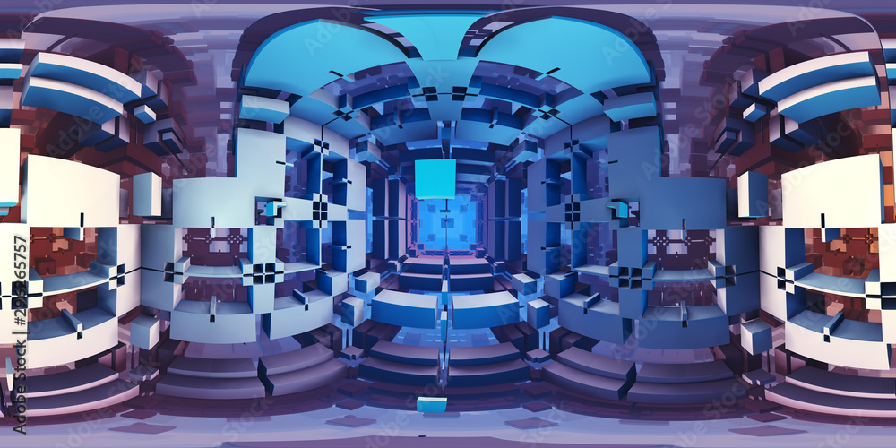 360 degree labyrinth, alien structure, equirectangular projection ...