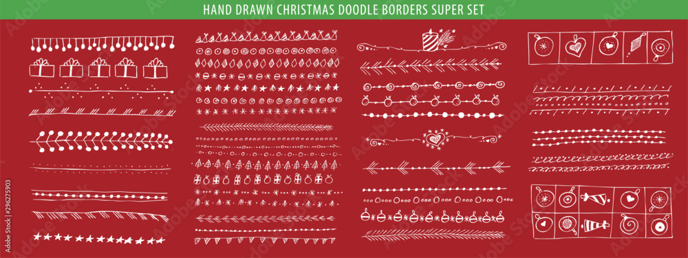 Hand drawn Christmas line, border, frame vector doodle design element ...