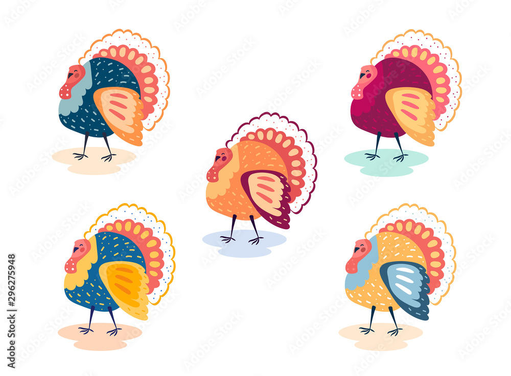 Turkey bird. Clipart. Thanksgiving day. Flat vector illustration ...