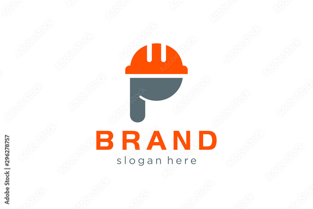 letter P with helm construction concepts, initials logo template ...